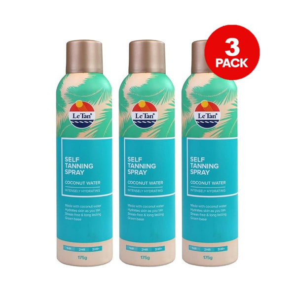 3 Pack Le Tan Self Tanning Spray coconut water 175g – Brands Establishment