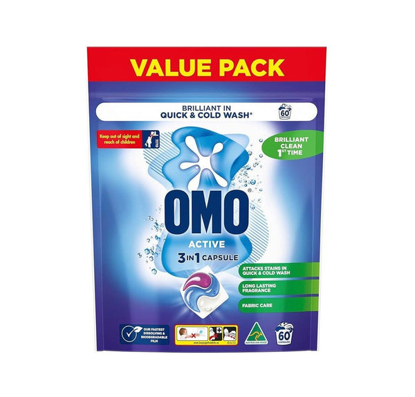 OMO Active 3 in 1 Laundry Capsules, 60 Washes – Brands Establishment